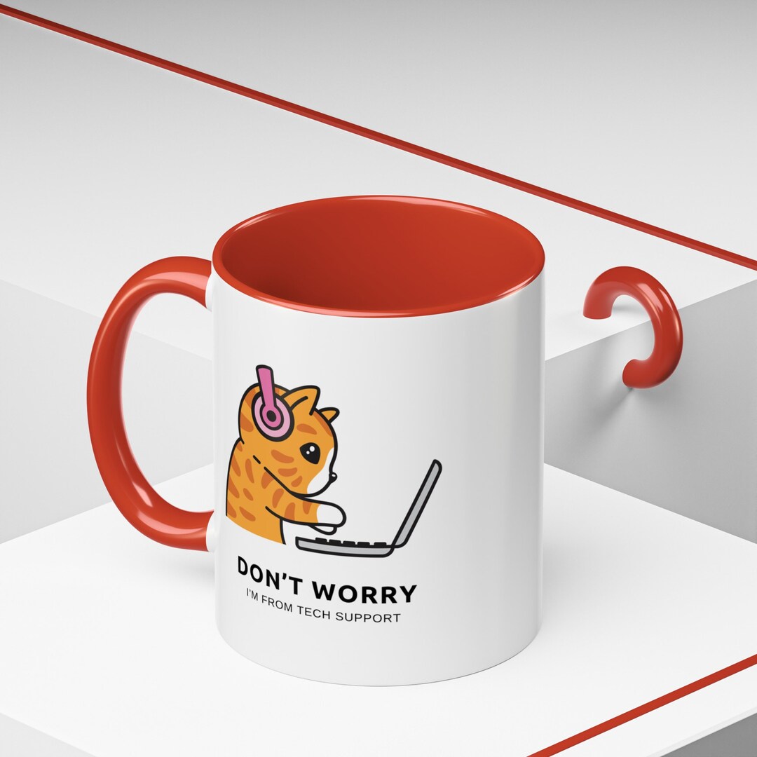 Funny Cat Coffee Mug, Tech Support Gift, Cat Nerd Gift, Funny Cat Cup ...