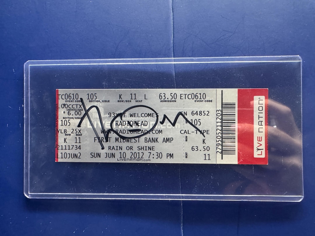 Radiohead Thom Yorke Signed Concert Ticket Stub June 10, 2012 - in Case ...