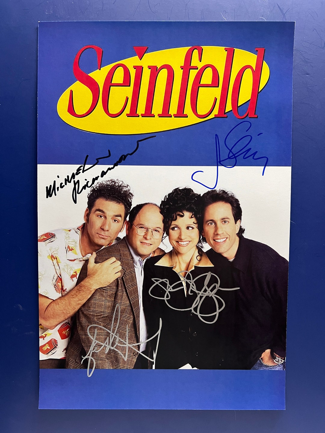 SEINFELD 4 Cast-members Signed Television Series Poster COA ...