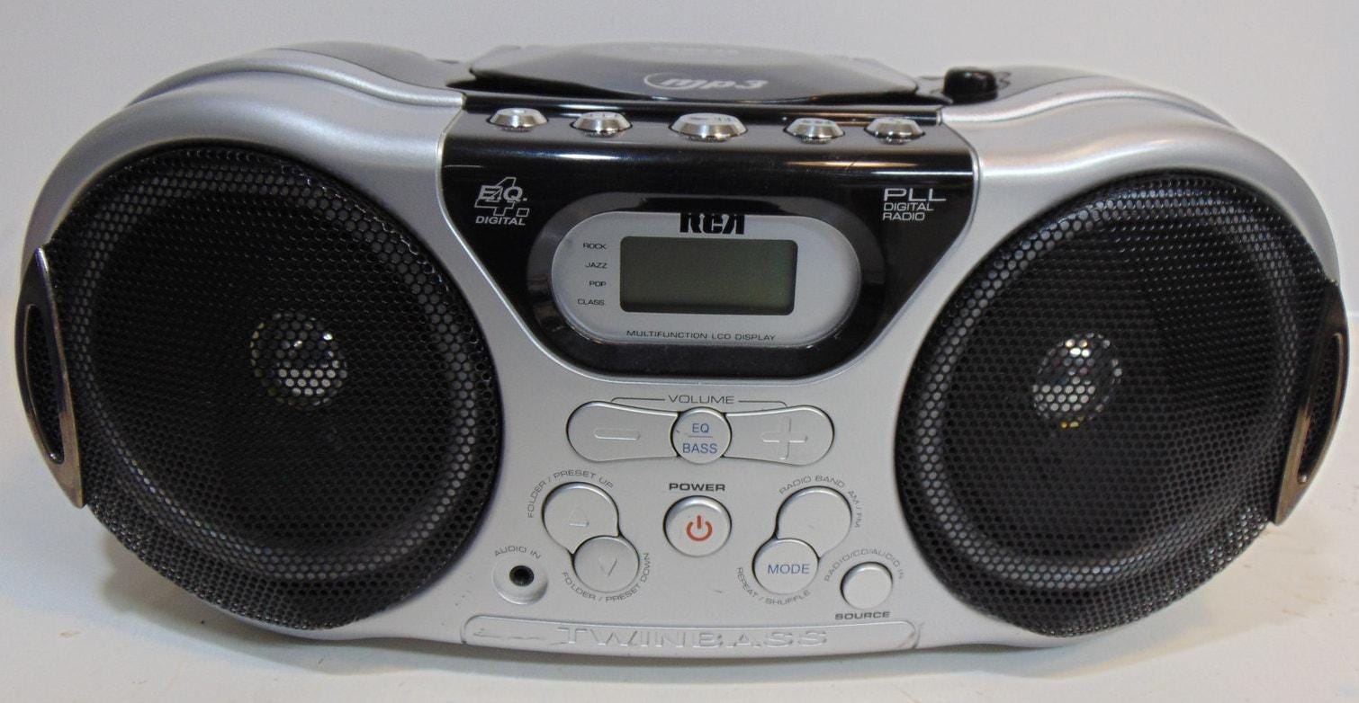 RCA Twin Bass RCD1598 Portable Boombox Fm/am/cd/mp3 Stereo Radio Tested ...