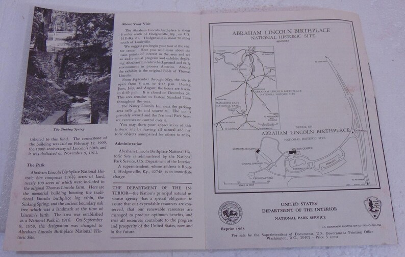 1965 Abraham Lincoln Birthplace National Historic Site KY VTG Travel ...