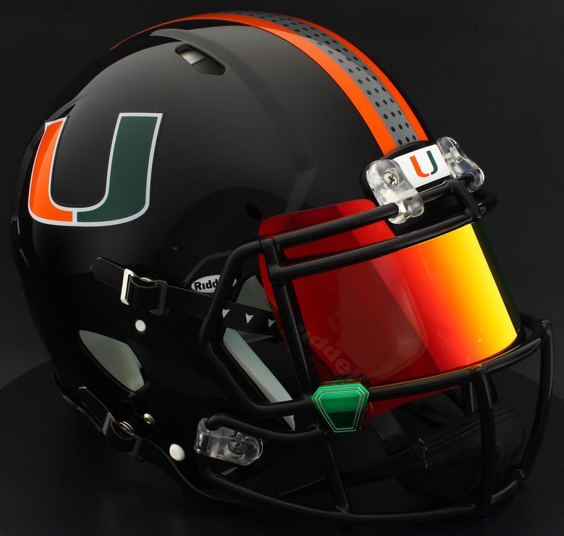 Miami Hurricanes NCAA Riddell Speed Full Size Replica Football Helmet ...