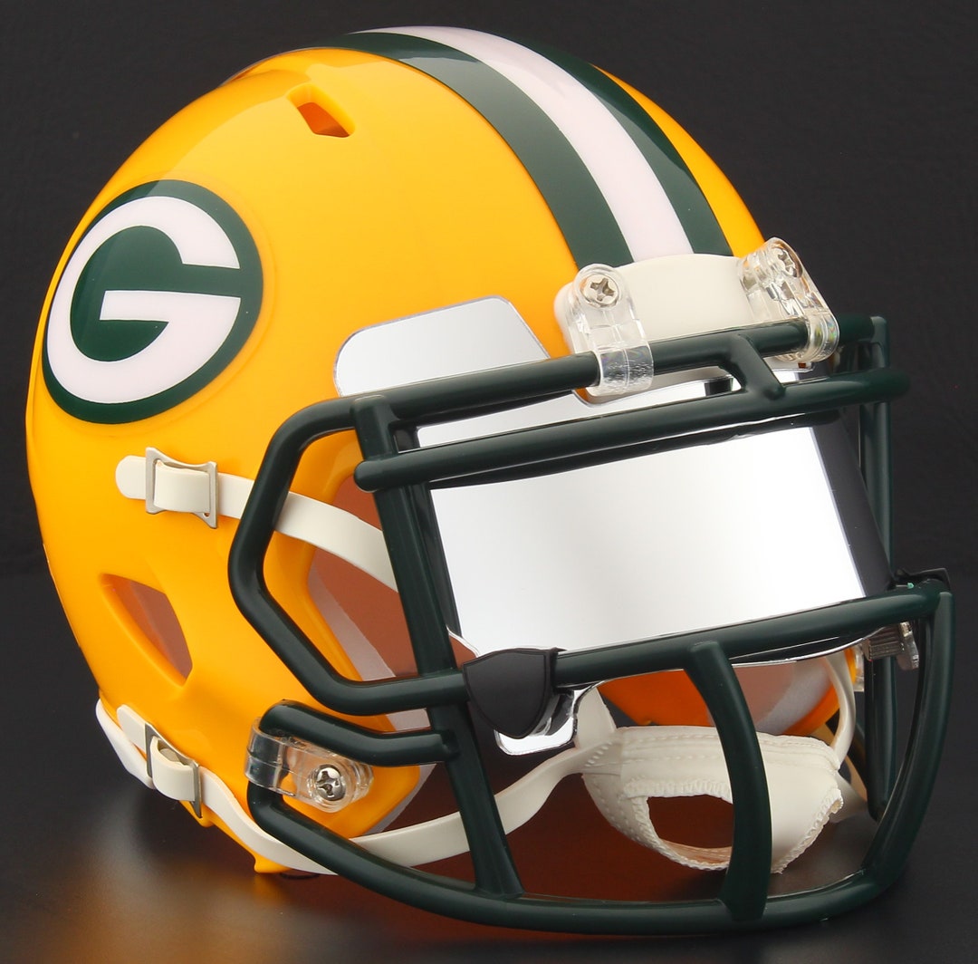 Green Bay Packers NFL Riddell Speed Mini Football Helmet W/ EYE SHIELD ...