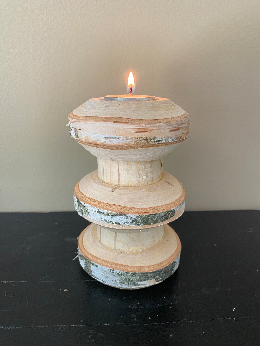 Birch Tea Light Holder All Natural Home Accent Cabin Cottage Decor ...