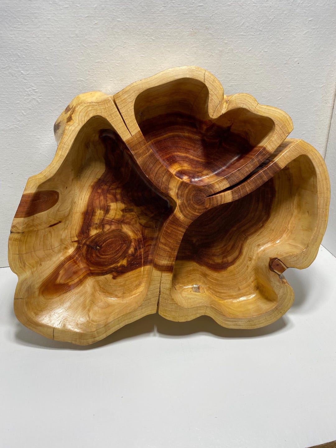 Hand Carved Cedar Snack Platter: 3-compartment Serving Tray - Etsy