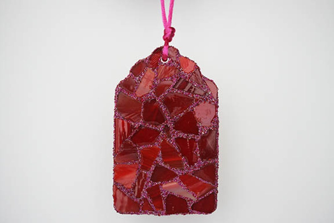 Mosaïque Rouge Ornement Rectangle Tag Noël Vacances Pourpre Bourgogne ...