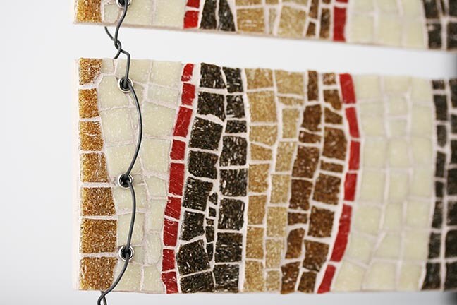 Mosaic Triptych Wave Design Wall Art Hanging Brown Beige Tan Red ...