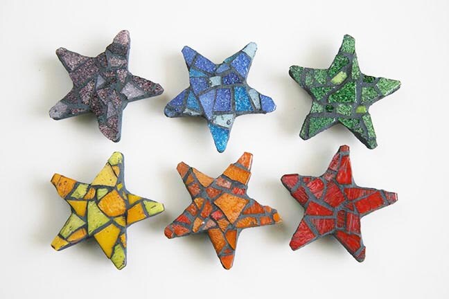 Mosaic Large Star Magnets Red Orange Yellow Green Blue Purple Glass ...