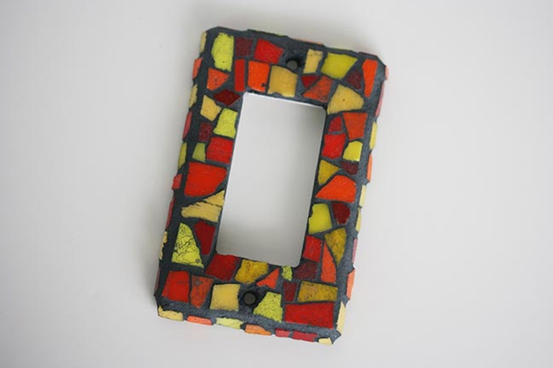 Mosaic Vitreous Glass Rocker Light Switchplate Home Decor Confetti Red ...
