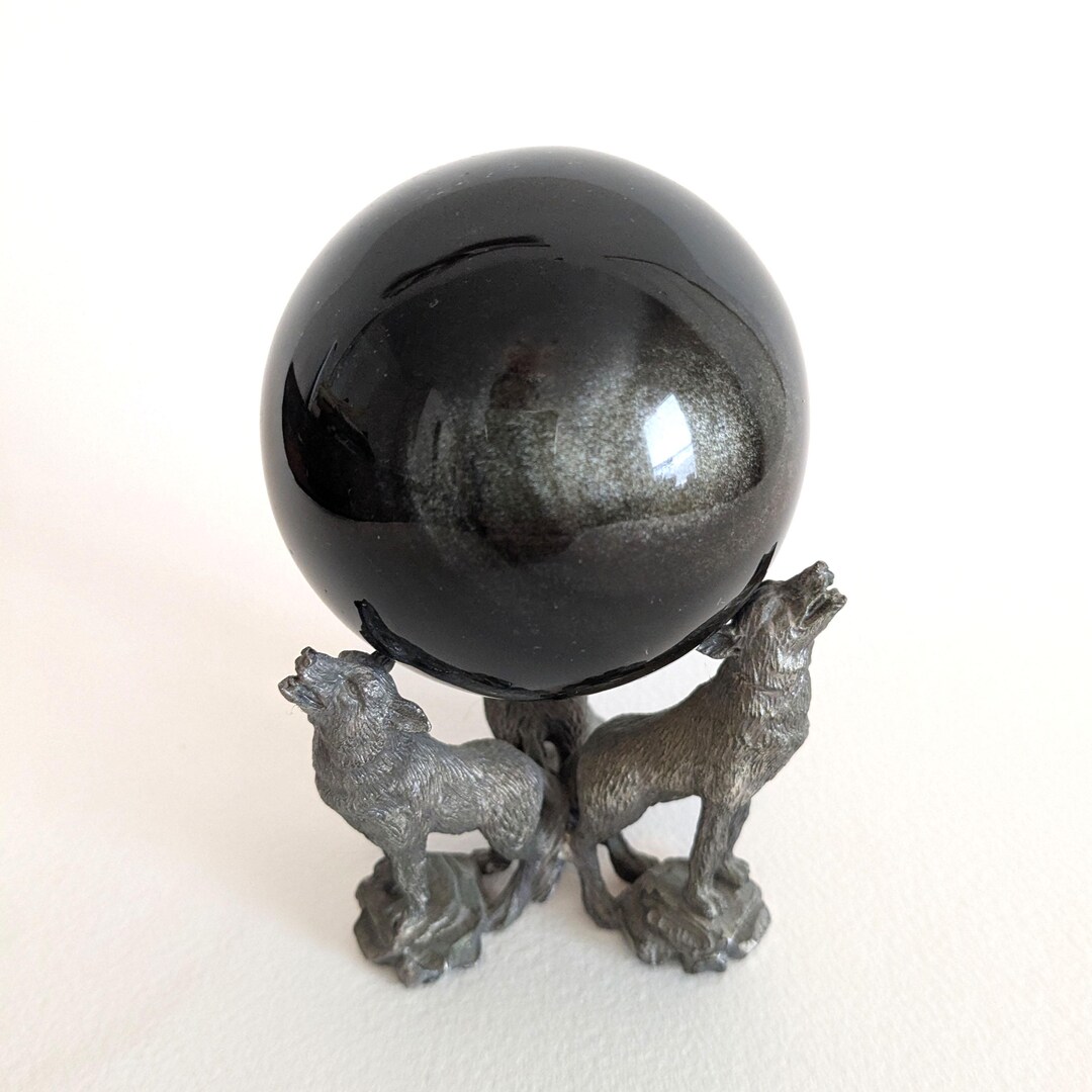 Pewter Wolves Stand With Black Sphere - Etsy