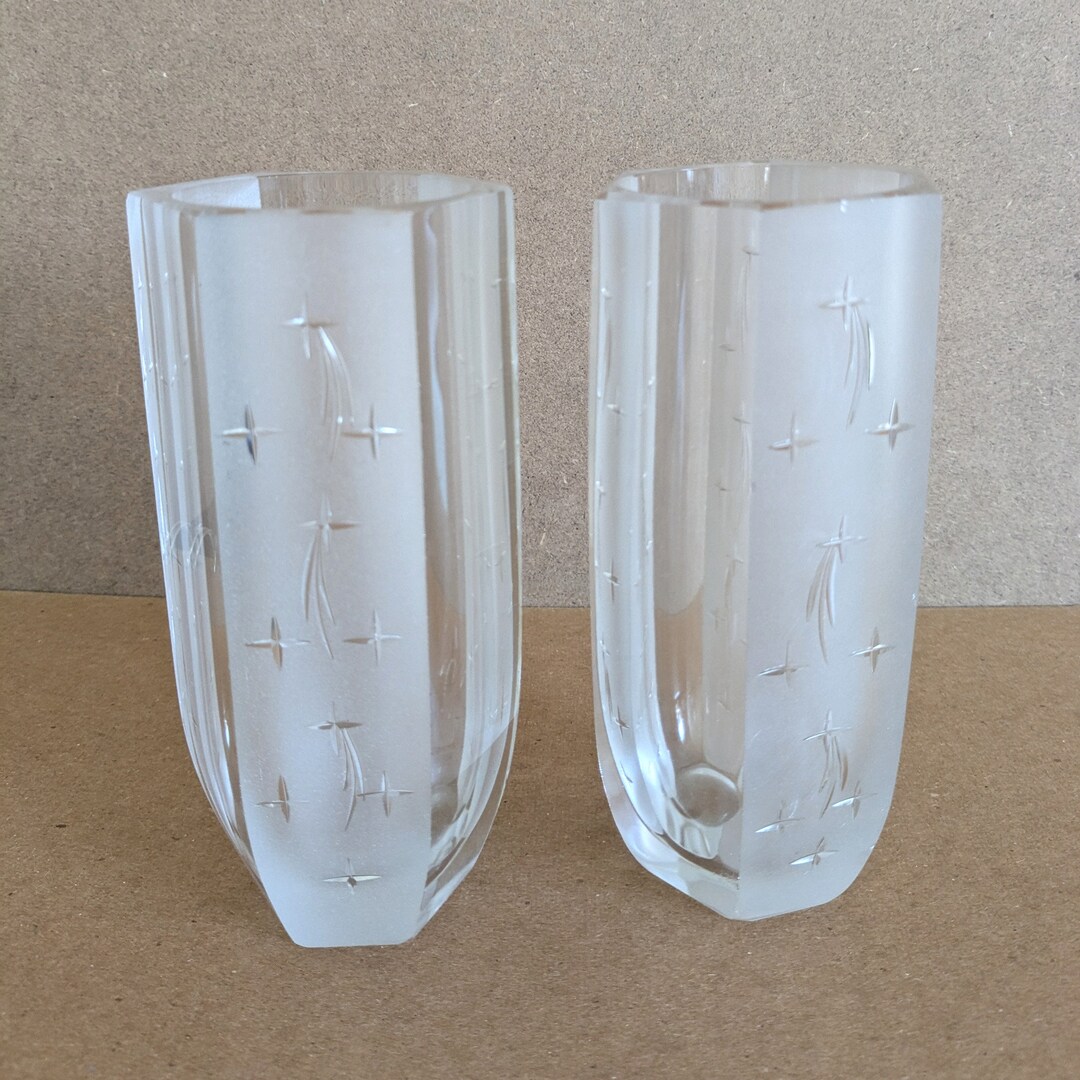 Pair of Art Deco Boda Glassworks Shooting Star Crystal Vases - Etsy