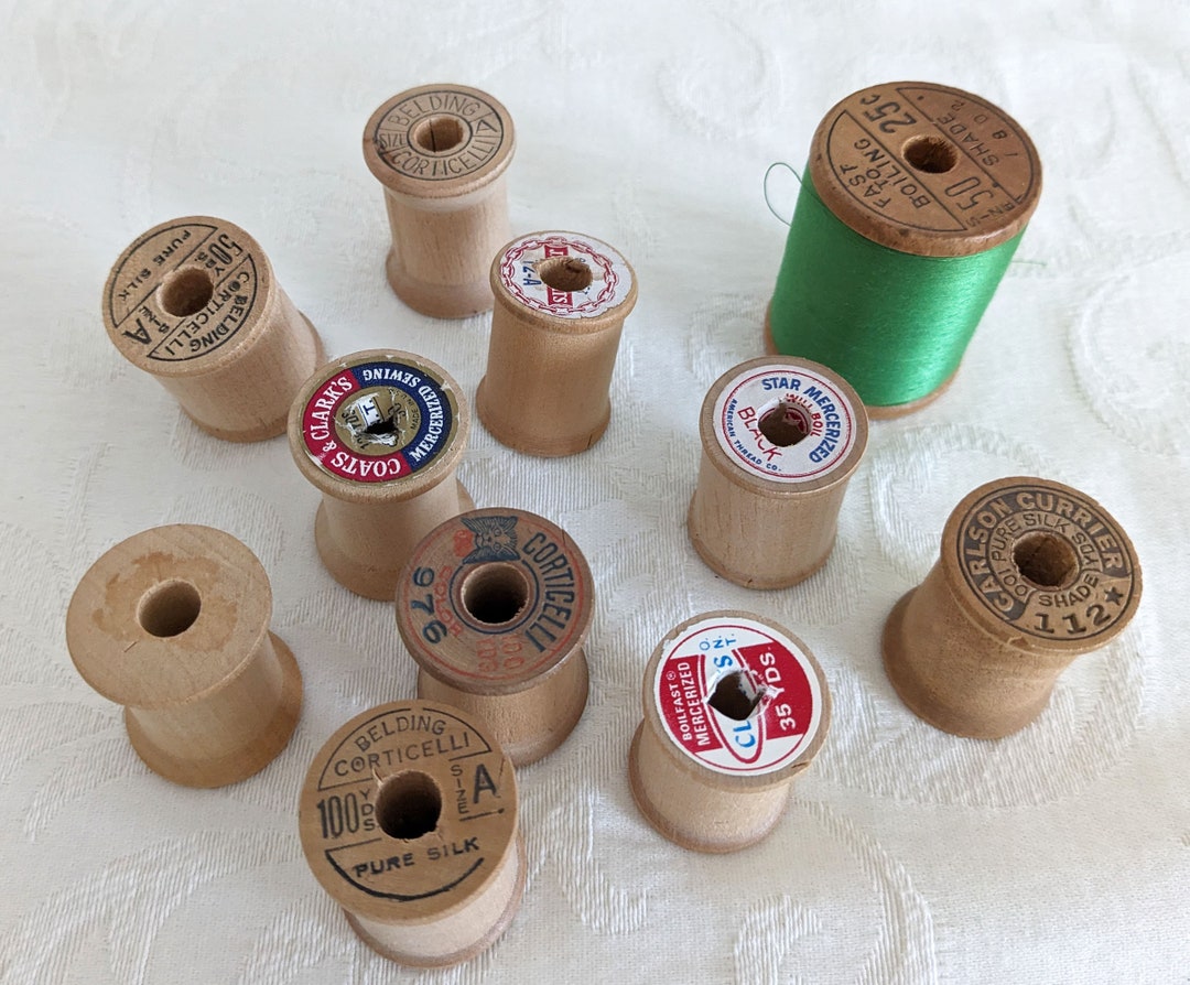 11 Vintage Wooden Thread Spools - Etsy