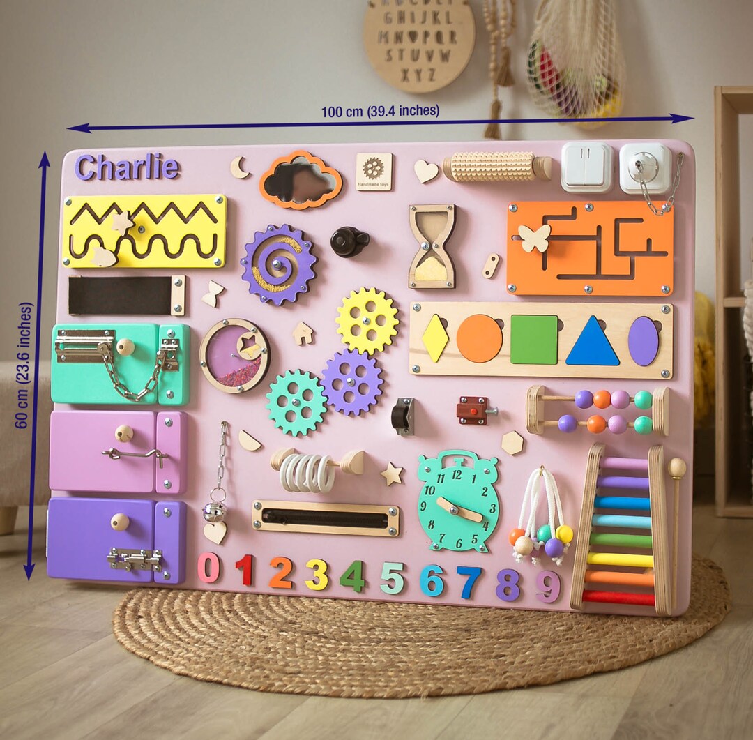 Wooden Busy Board Puzzle | Personalized Name Puzzle Toy | Baby Girl ...
