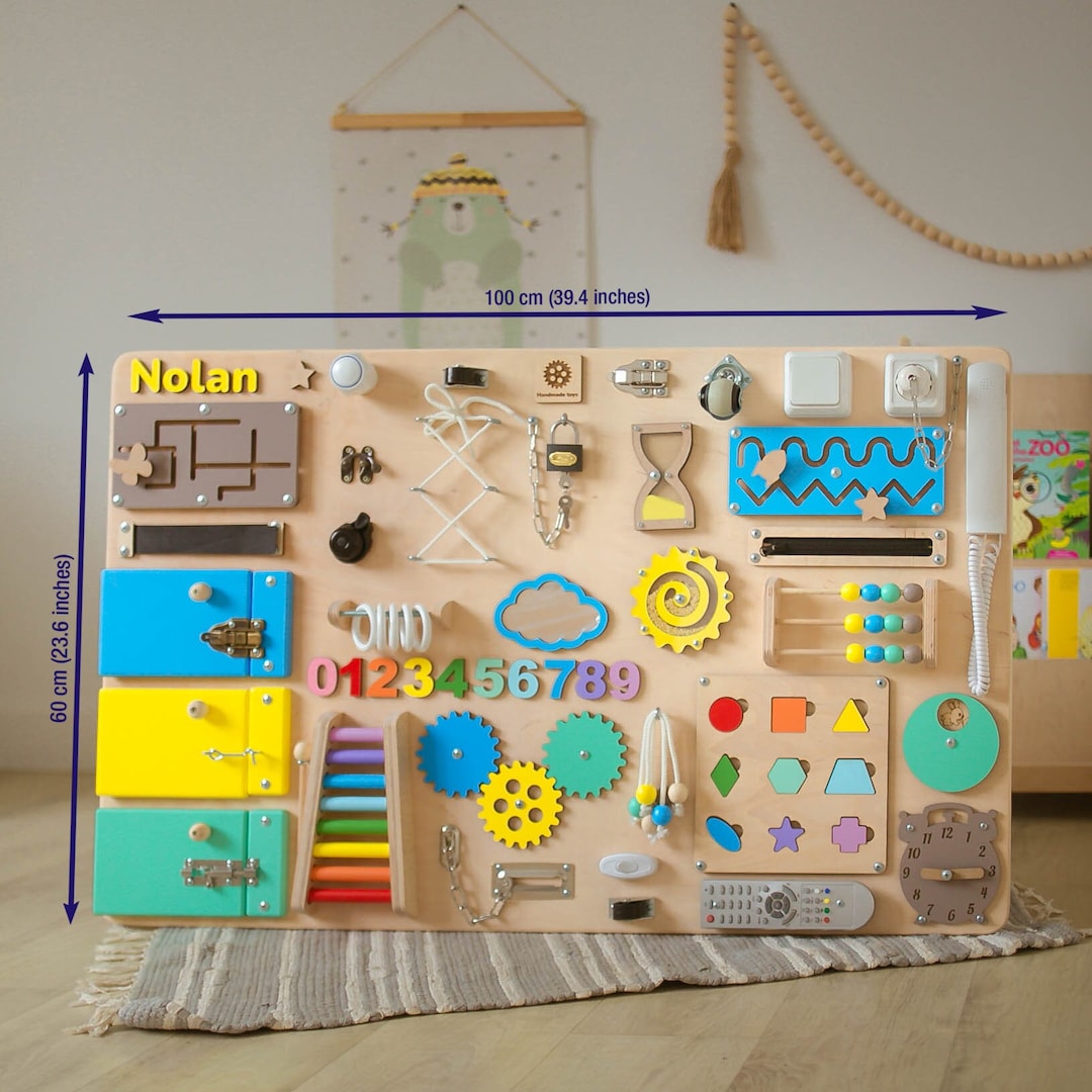 Wooden Sensory Board, Custom Busy Board Infant, Busy Board 6 Months ...