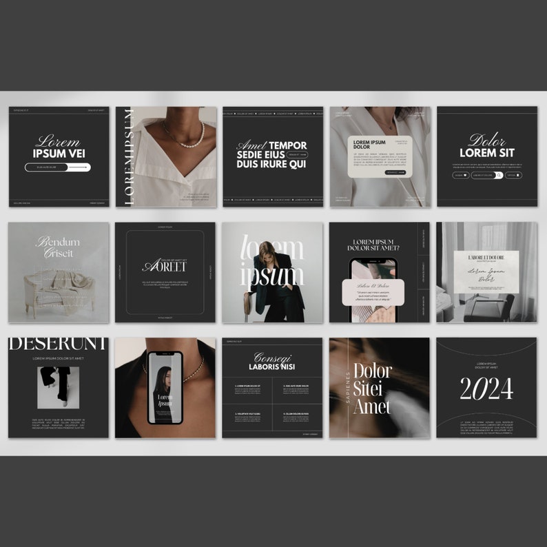 Social Media Templates, Instagram Dark Design Style, Modern Graphics ...