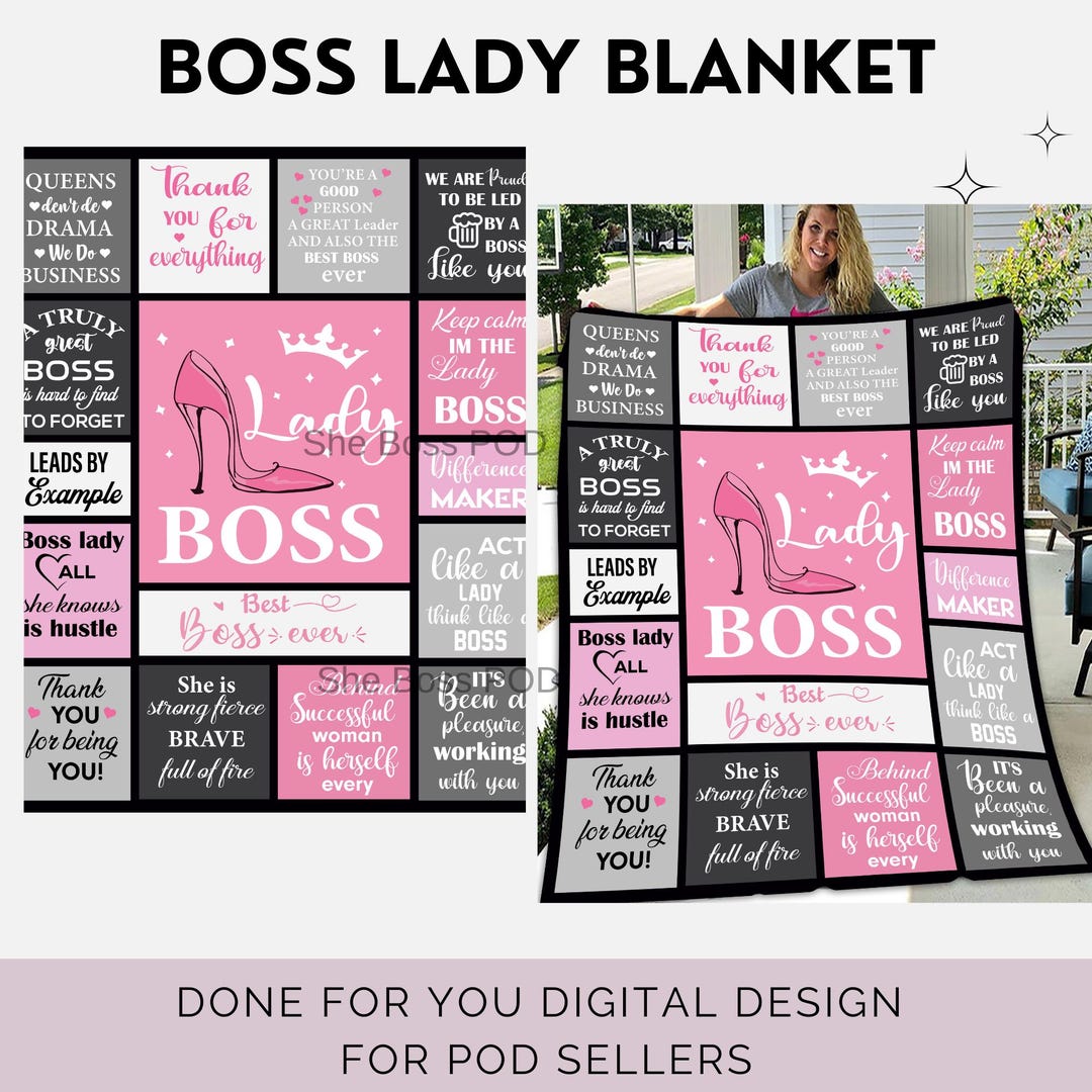 Blanket Design for POD Boss Lady Png Empowering Quote Blanket Blanket ...