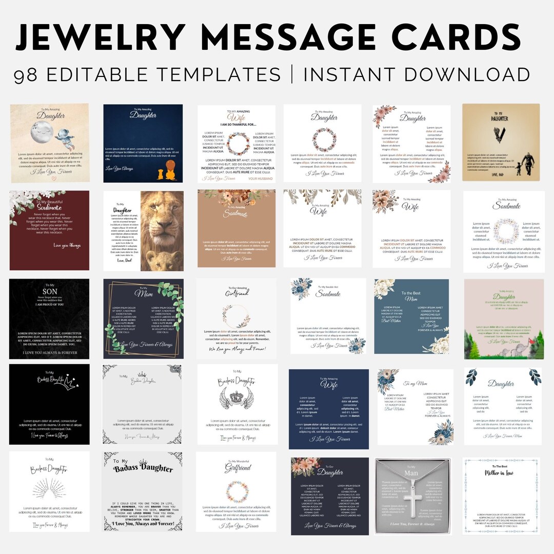 Shineon Message Card Bundle Editable Message Card Templates Canva ...