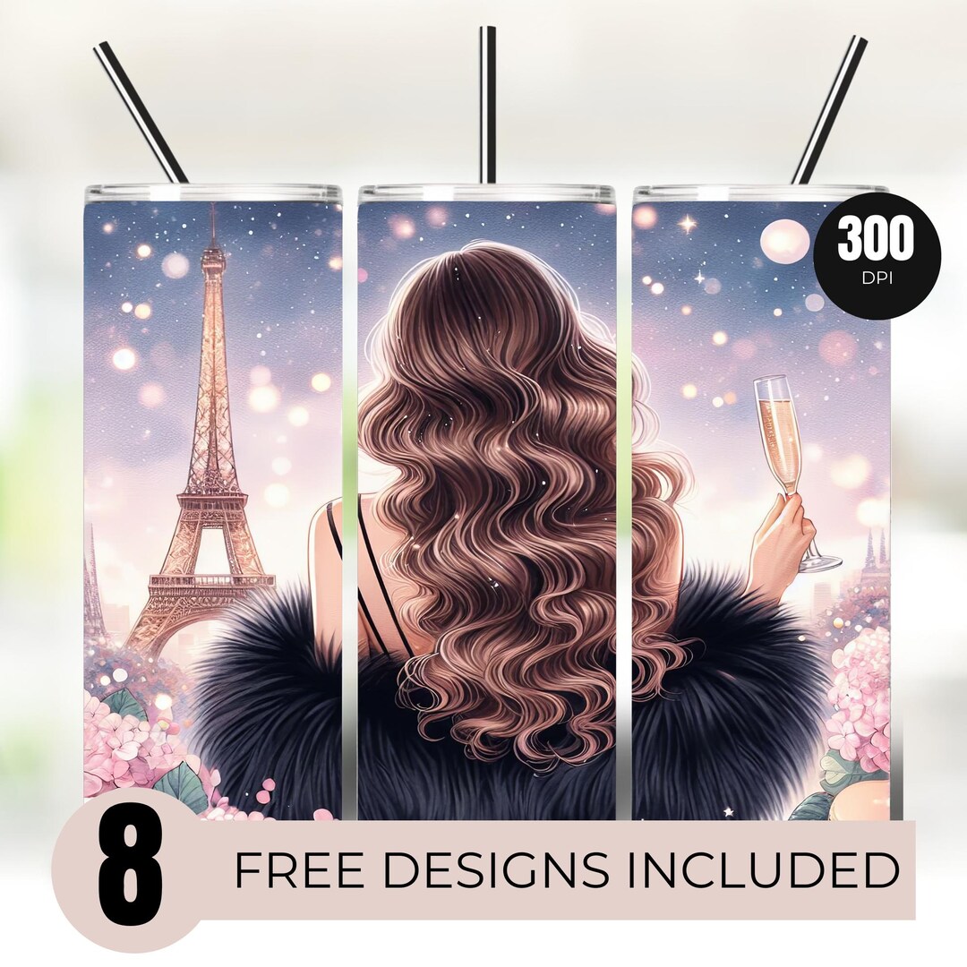 Paris Eiffel Tower Tumbler Wrap: French Champagne Design (PNG JPG ...