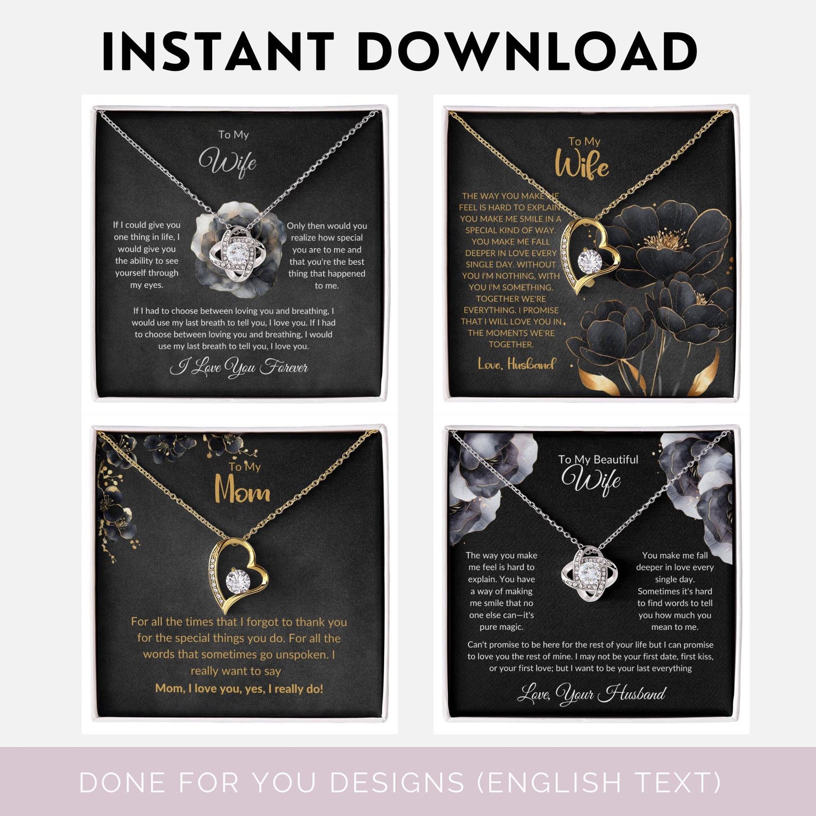 Shineon Message Card Bundle Editable Message Card Personalized Jewelry ...