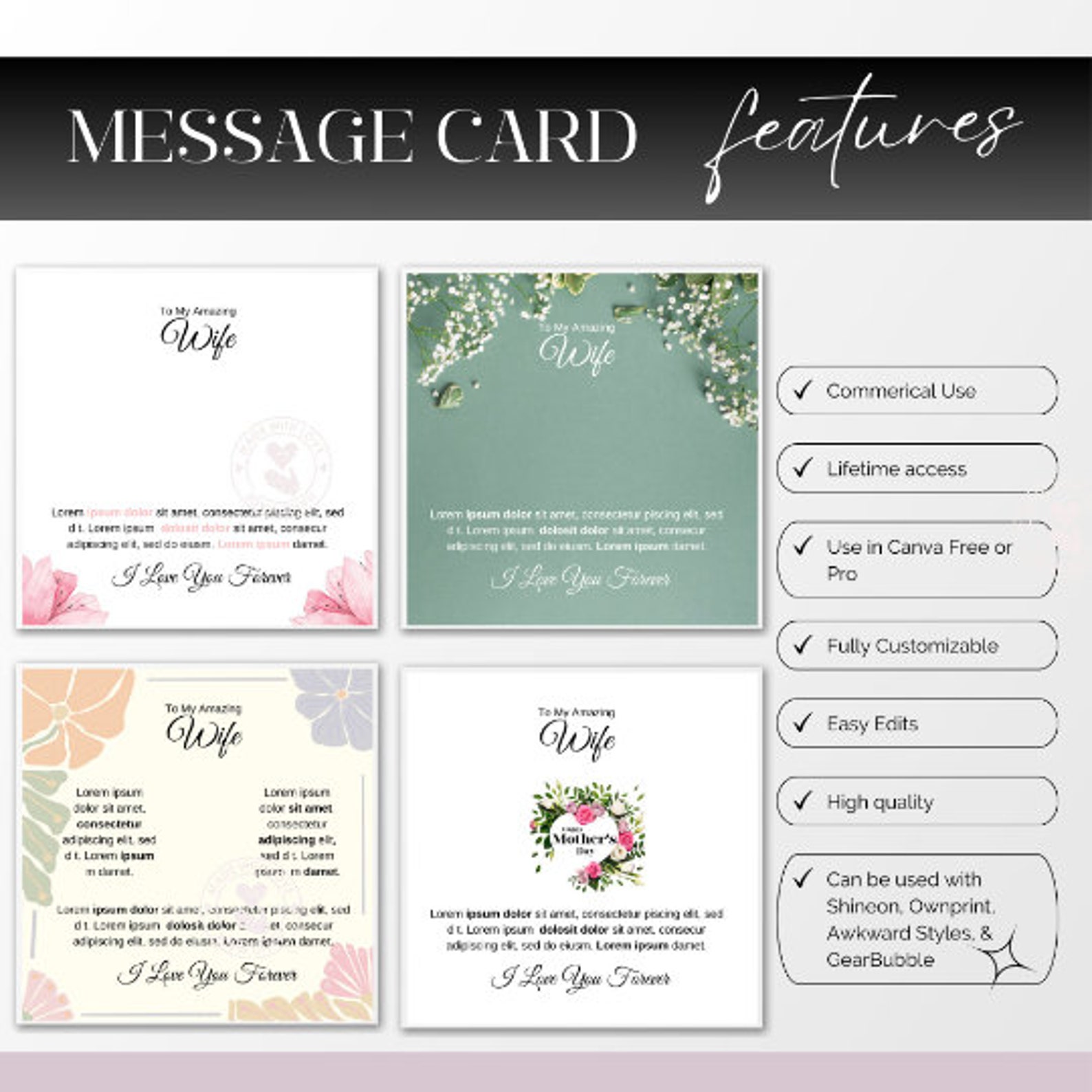 Shineon Message Card Templates for Mom: Canva Jewelry Cards (digital ...