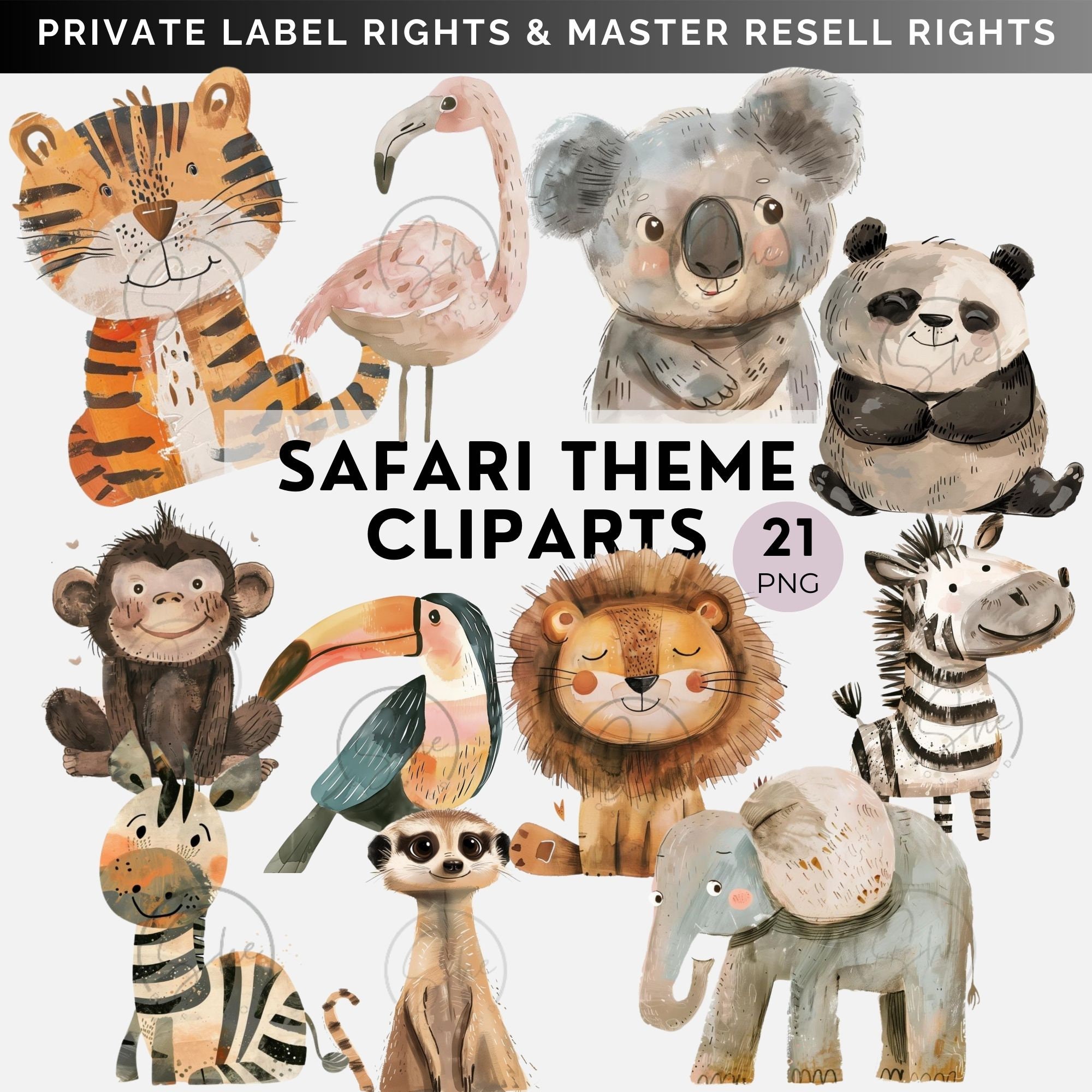 Safari Clip Art Nursery Prints Safari Clip Art Master Resell Rights ...