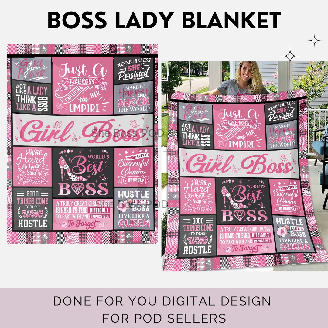 Blanket Design for POD Boss Lady Png Empowering Quote Blanket Blanket ...