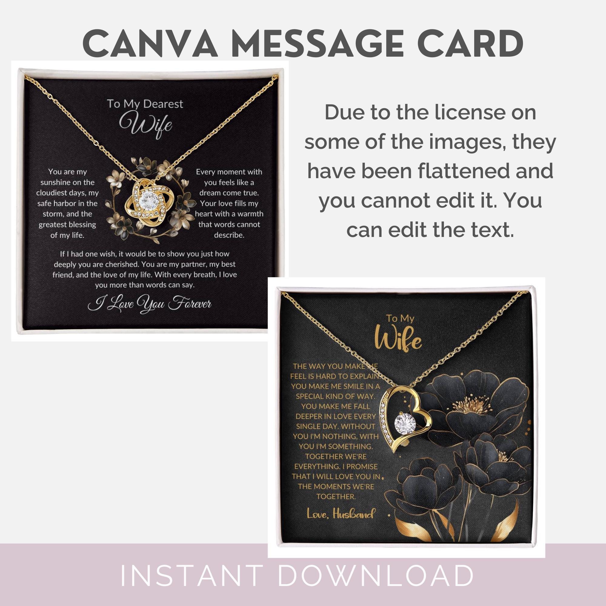 Shineon Message Card Bundle Editable Message Card Personalized Jewelry ...