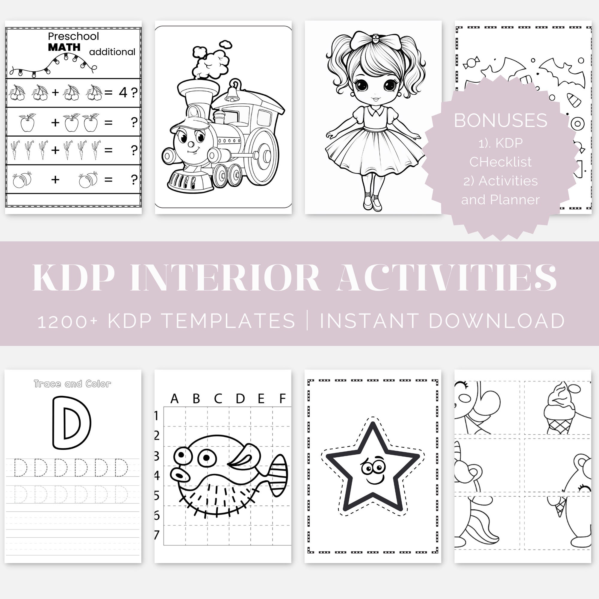 KDP Kids Activity Book Interior Bundle: 1200+ Resell Templates PLR MRR ...