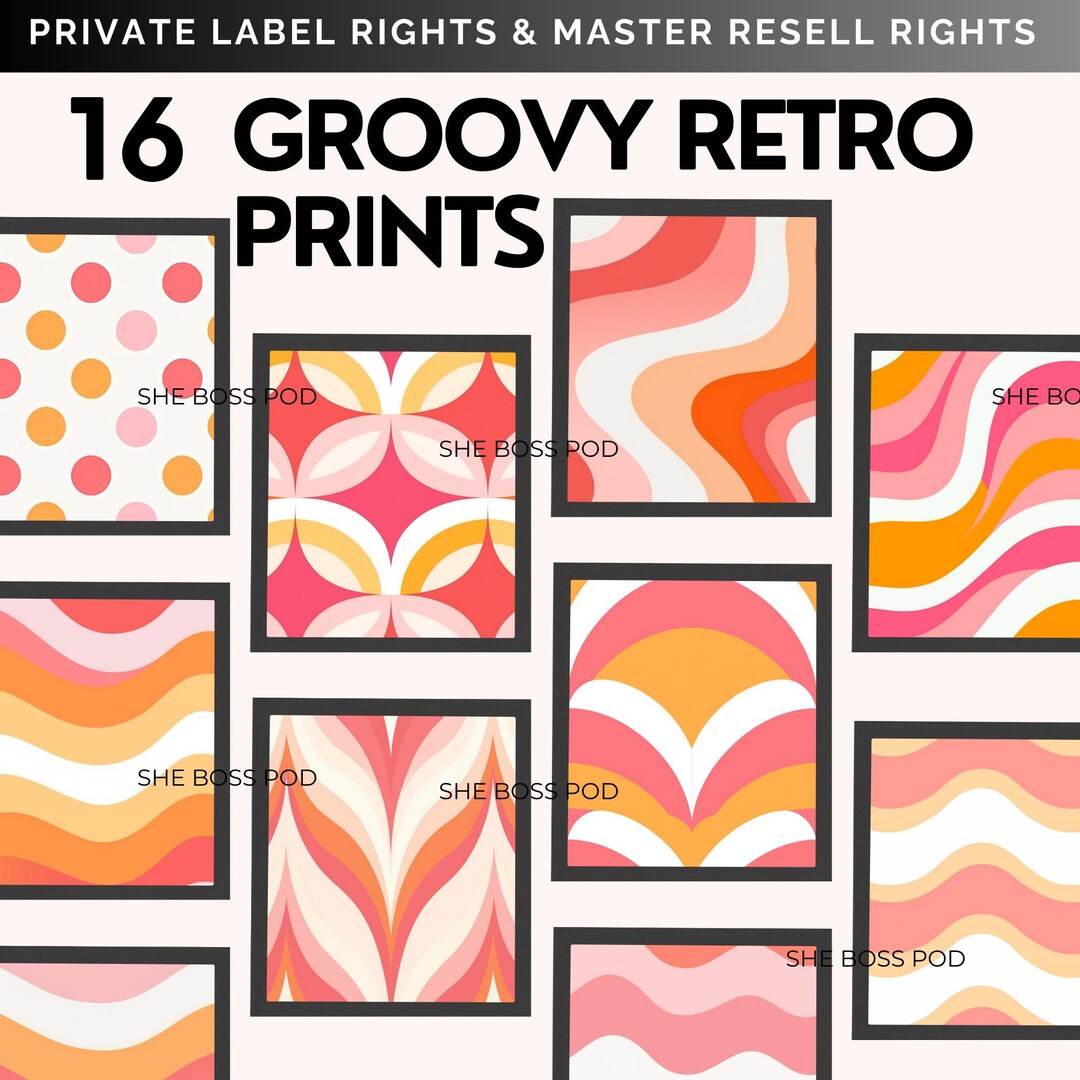 Pink Retro Wall Art Design Vintage Poster Template 70s Inspired Wall ...