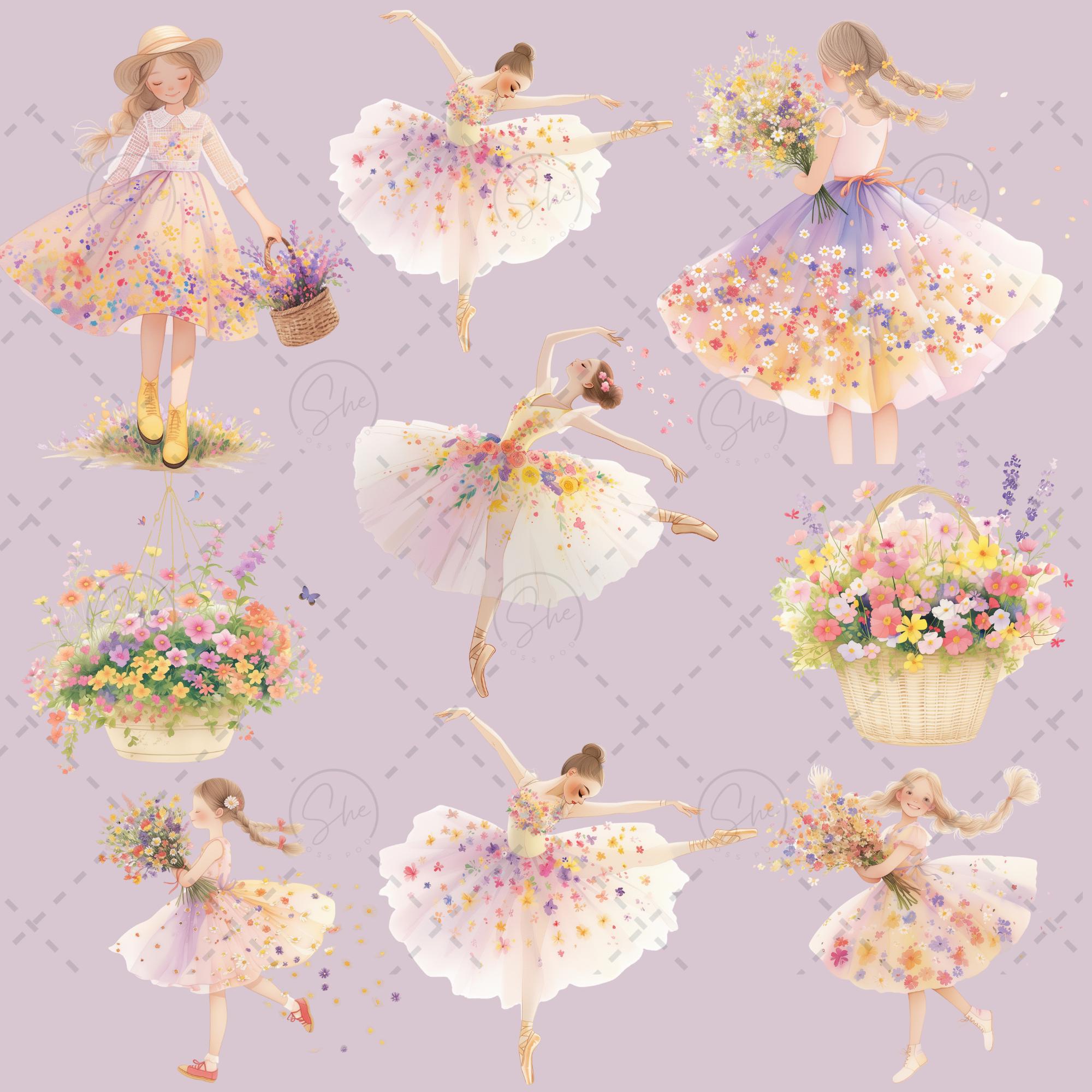 Spring Clipart Digital Boho Wildflower Clip Art for Invitation Spring ...