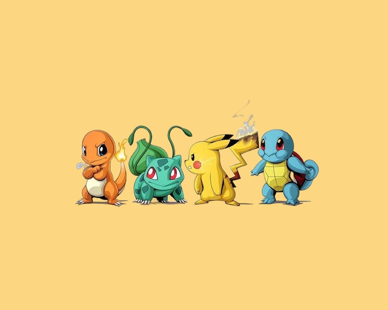 Pokemon Outline SVG, PNG, Charmander, Pikachu, Squirtle, Bulbasaur ...
