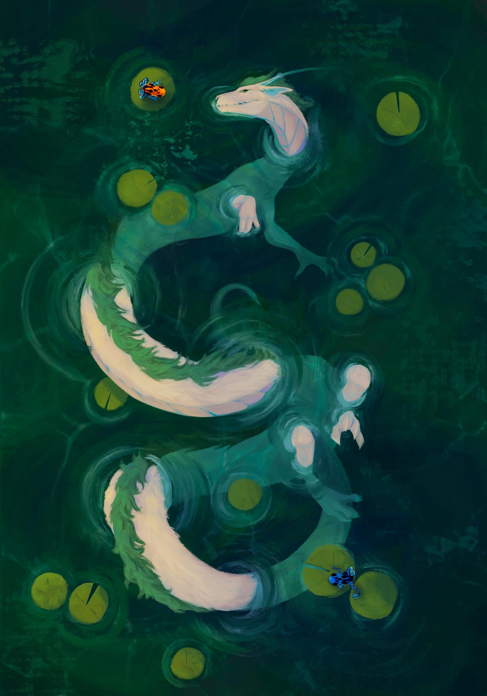 Spirited Away Haku Dragon Peaceful River Painting — Studio Ghibli ...