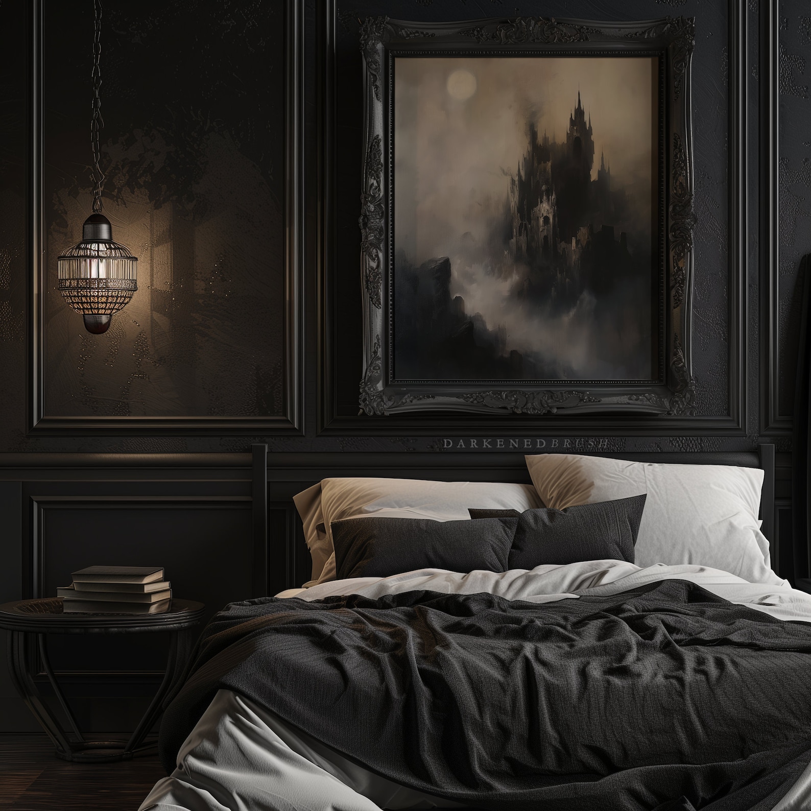 Full Moon Gothic Fortress Castle Art Printable, Moody Dark Victorian ...