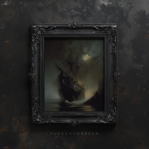 Vintage Ghost Ship, Ocean Aesthetic, Gothic Sea Painting, Dark Arts ...
