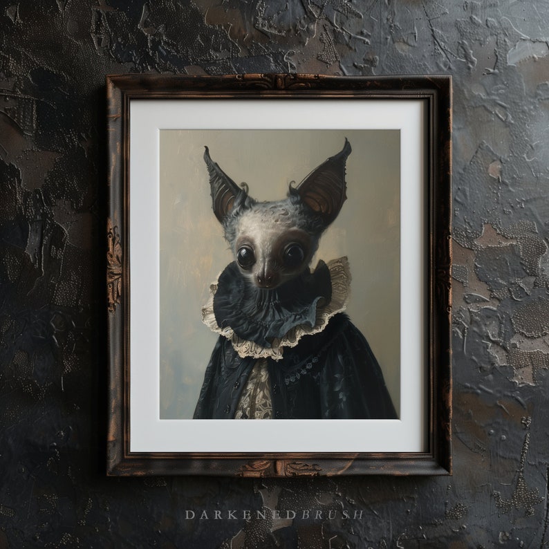 Gothic Bat Art, Victorian Vampire Bat Gift, Dark Academia Gothic Oil ...