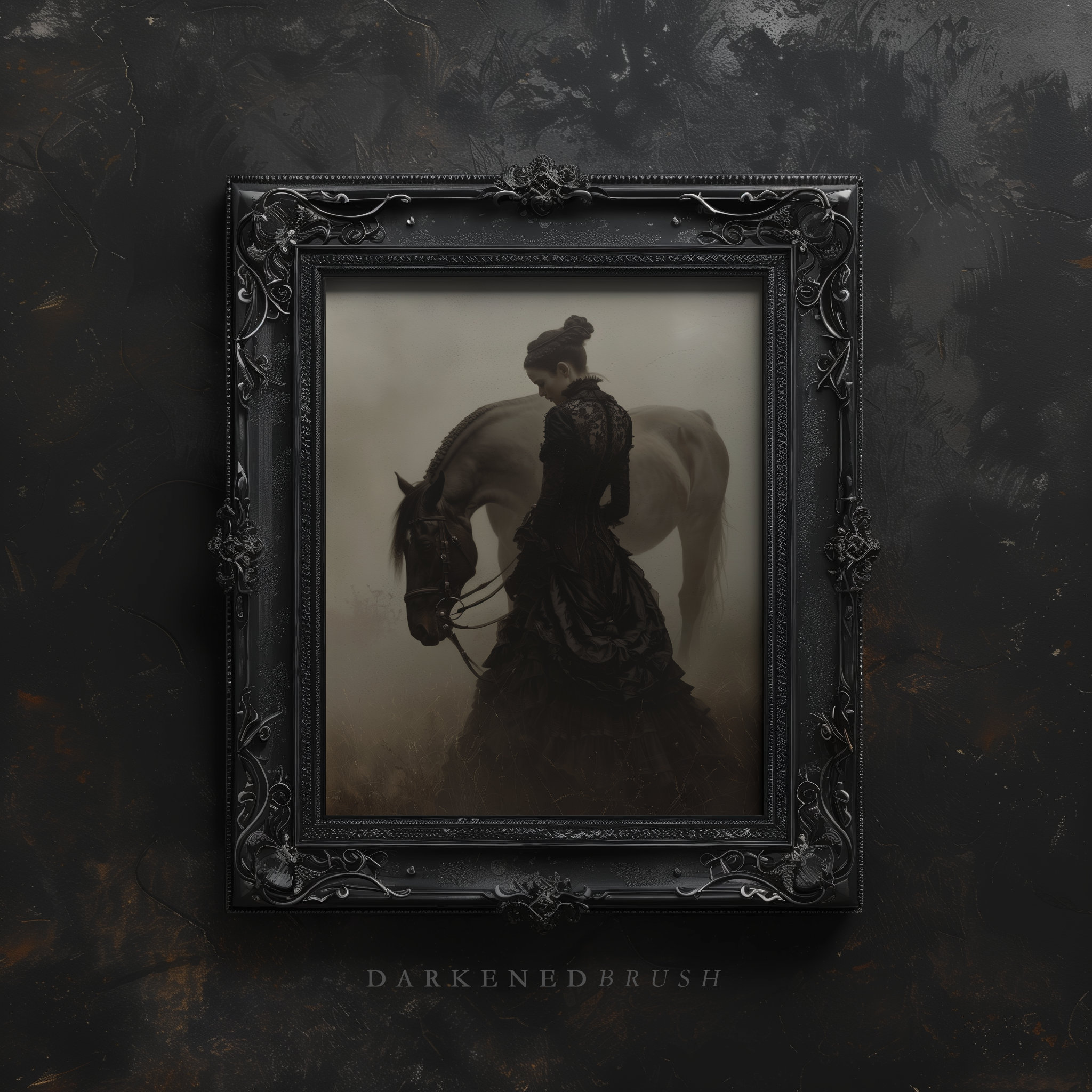 Gothic Princess and Horse Printable Painting, Dark Academia Decor, Moody Wall Art, Victorian ...