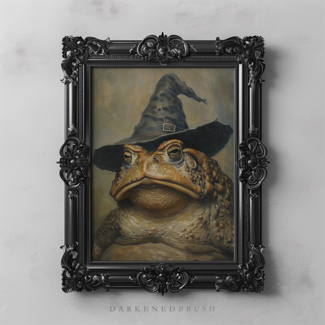 Vintage Witch Toad Art Print, Gothic Witchy Decor, Frog Witch Hat ...