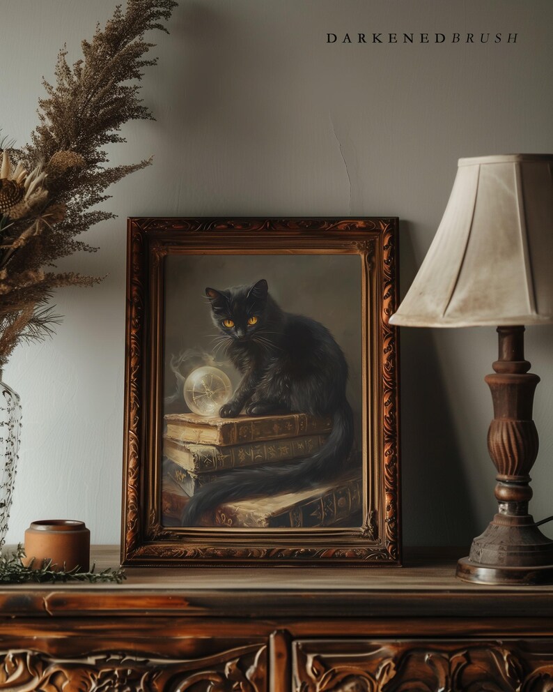 The Cat Oracle Gothic Fantasy Art Printable Dark Academia Cottagecore ...