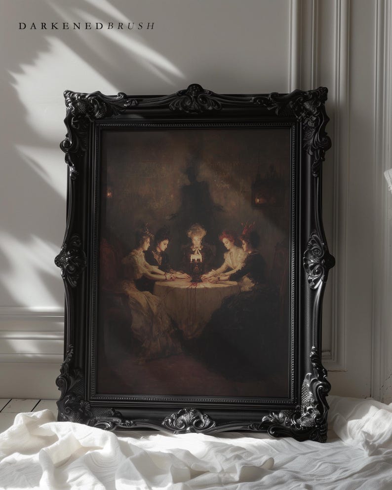 Victorian Witchy Séance Scene Dark Cottagecore Gothic Dark Academia Art ...