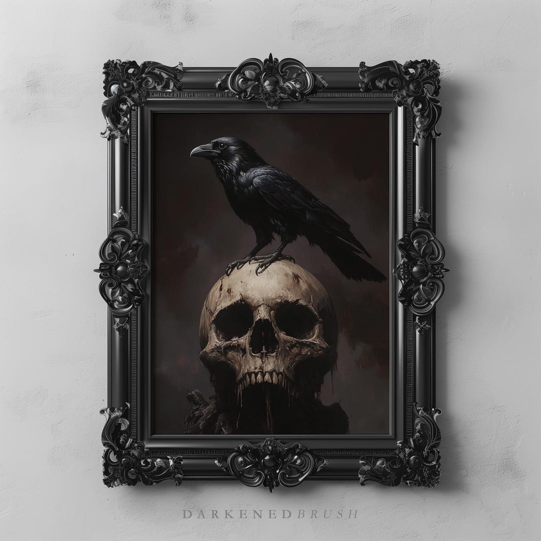 Gothic Raven and Skull Dark Academia Printable Macabre Gothic Home ...
