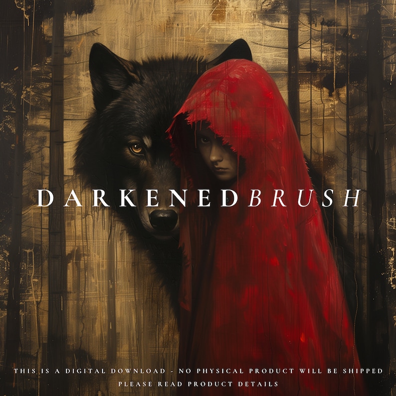 Little Red Riding Hood Black Wolf Art Print, Gothic Folklore Fairy Tale ...