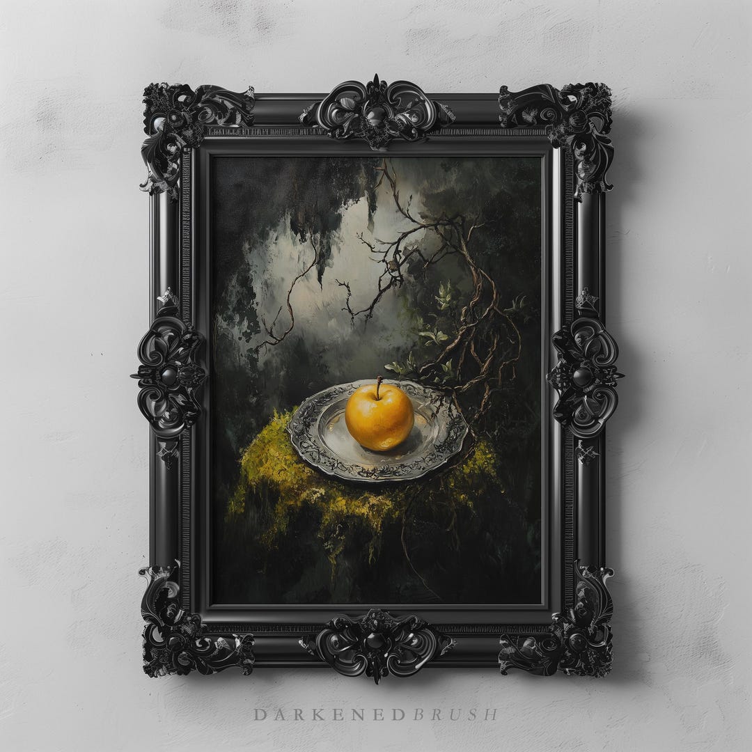 Gothic Apple Printable Dark Still Life Art Moody Fantasy Nature Decor ...