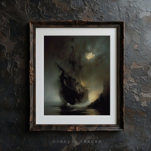 Vintage Ghost Ship, Ocean Aesthetic, Gothic Sea Painting, Dark Arts ...