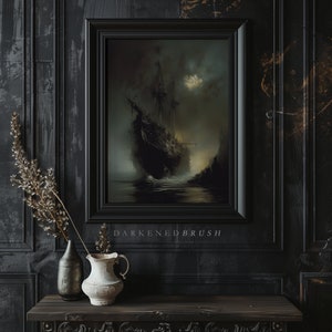 Vintage Ghost Ship, Ocean Aesthetic, Gothic Sea Painting, Dark Arts ...