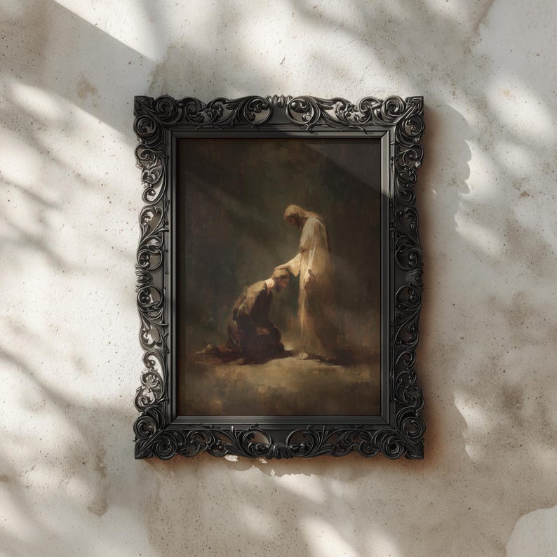 Jesus Blessing A Man, Christian Wall Art, Biblical Painting, Catholic ...