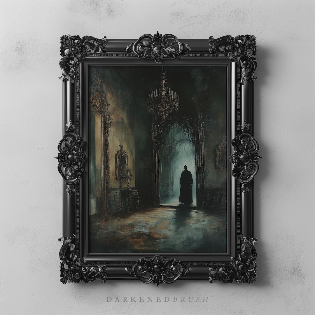 Vintage Gothic Dracula Shadow Art, Haunted Castle Victorian Mansion ...