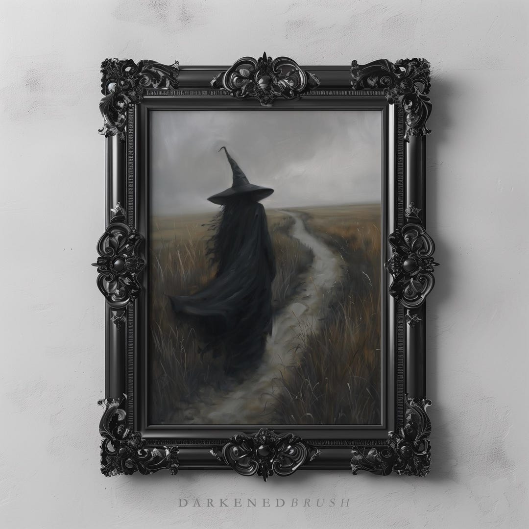 Gothic Witch Rustic Landscape Art Printable, Dark Academia Decor ...