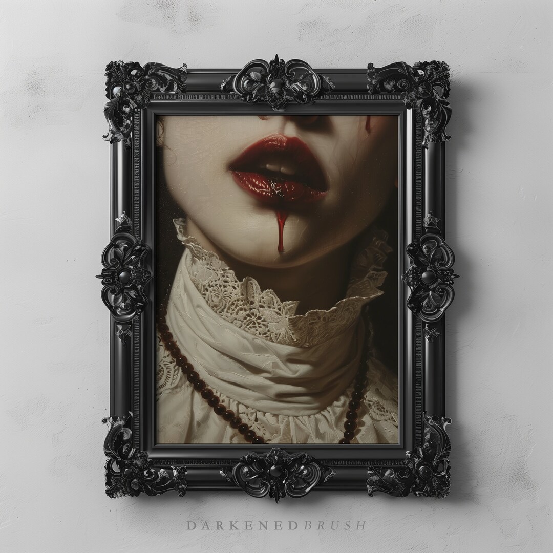 Dark Romance Gothic Vampire Woman Art Portrait Printable, Dark Moody ...