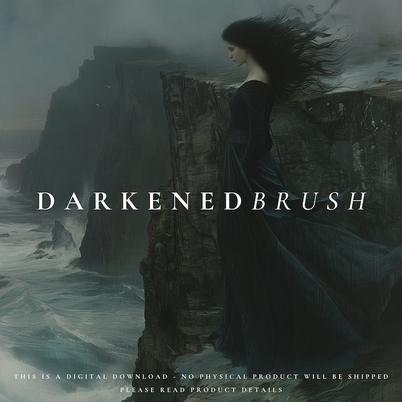 Gothic Princess on Cliff in Seascape Painting, Ocean & Coastal ...