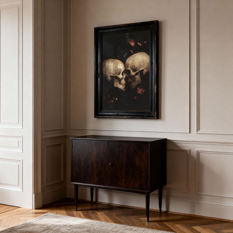 Gothic Skull Love Printable Romantic Skeleton Valentine Art, Dark ...